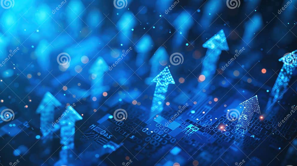 Blue Digital Background Featuring Ascending Arrows Symbolizing Growth ...