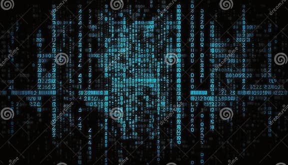 Blue Digital Background. Random Binary Code Stock Illustration ...