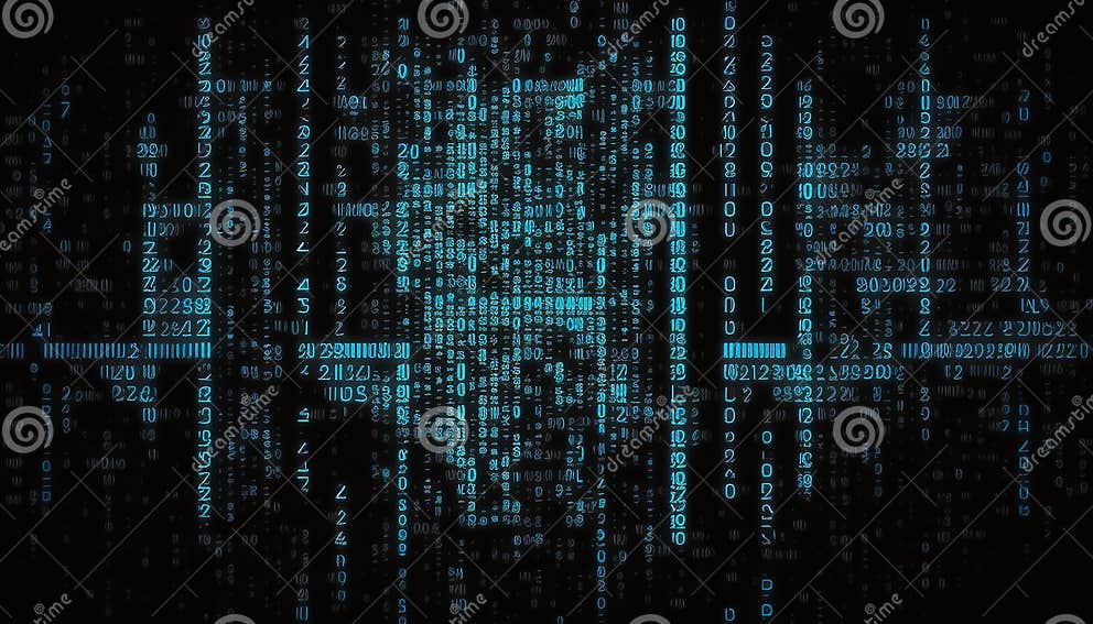 Blue Digital Background. Random Binary Code Stock Illustration ...