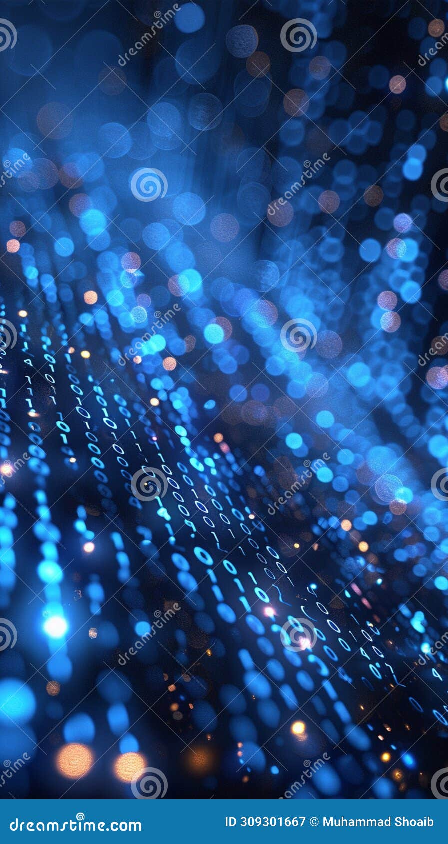 Blue Digital Binary Code Forms Intricate Background on Computer Screen Stock Illustration ...