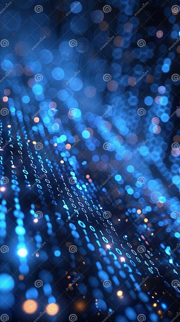 Blue Digital Binary Code Forms Intricate Background on Computer Screen Stock Illustration ...