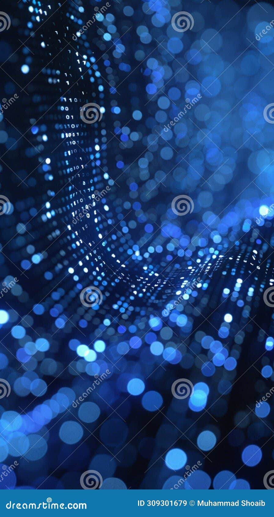 Blue Digital Binary Code Forms Intricate Background on Computer Screen ...