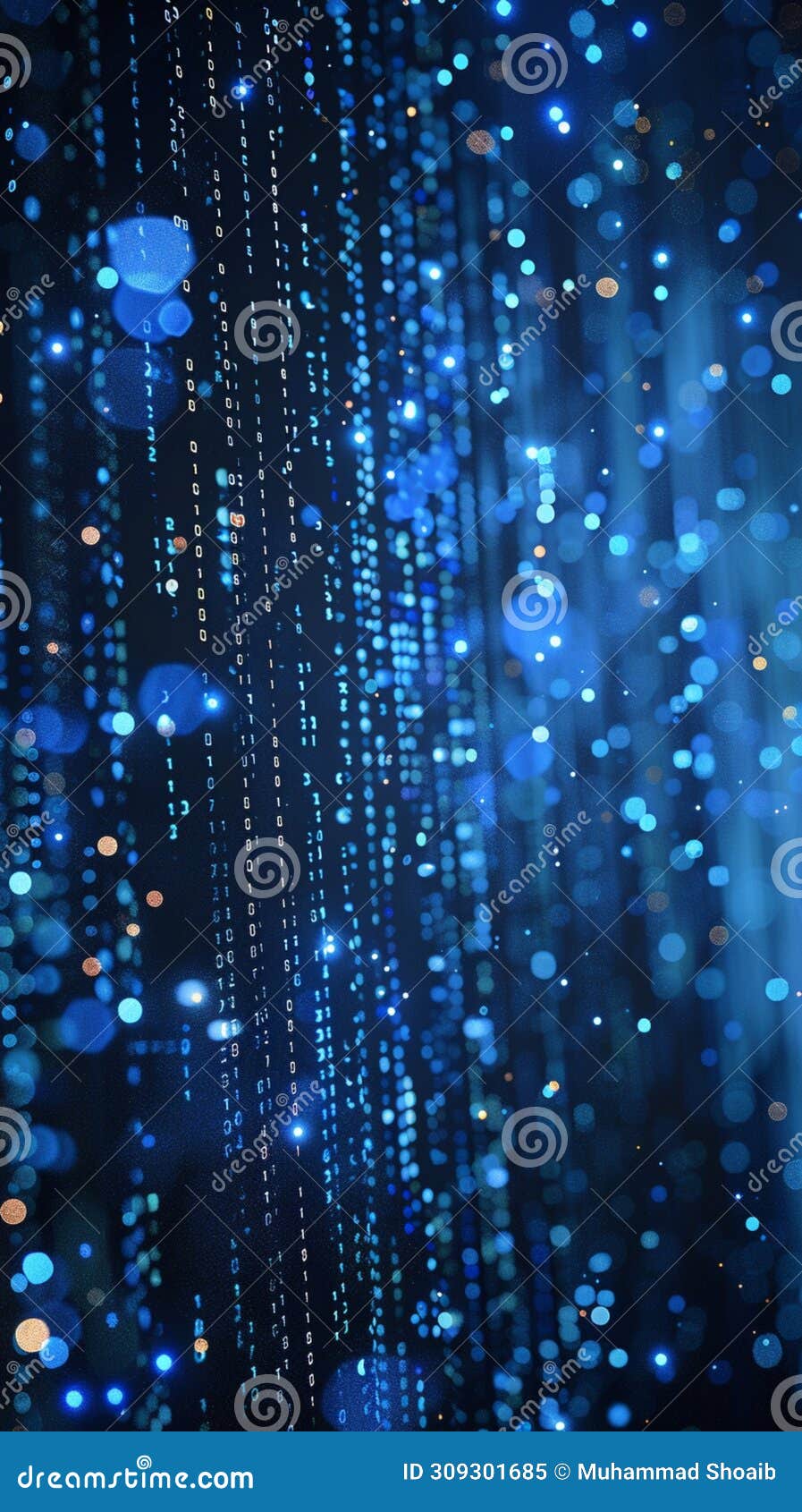 Blue Digital Binary Code Forms Intricate Background on Computer Screen Stock Illustration ...