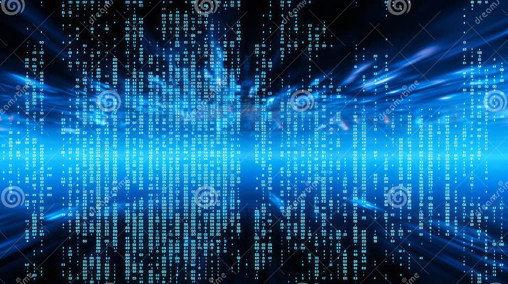 Blue Digital Binary Data on a Computer Screen Stock Photo - Image of ...