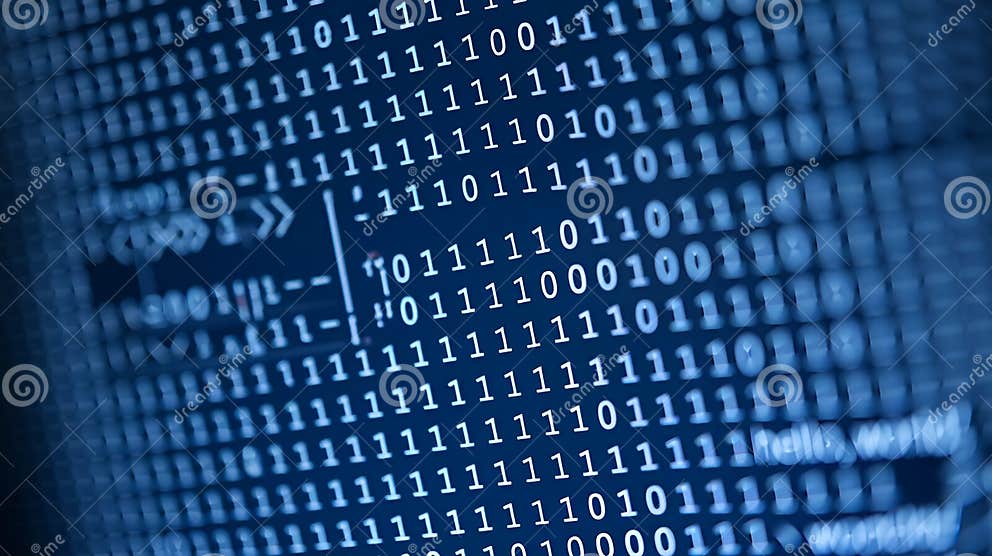 Blue Digital Binary Data on Computer Screen. Abstract Information Technology Background Stock ...