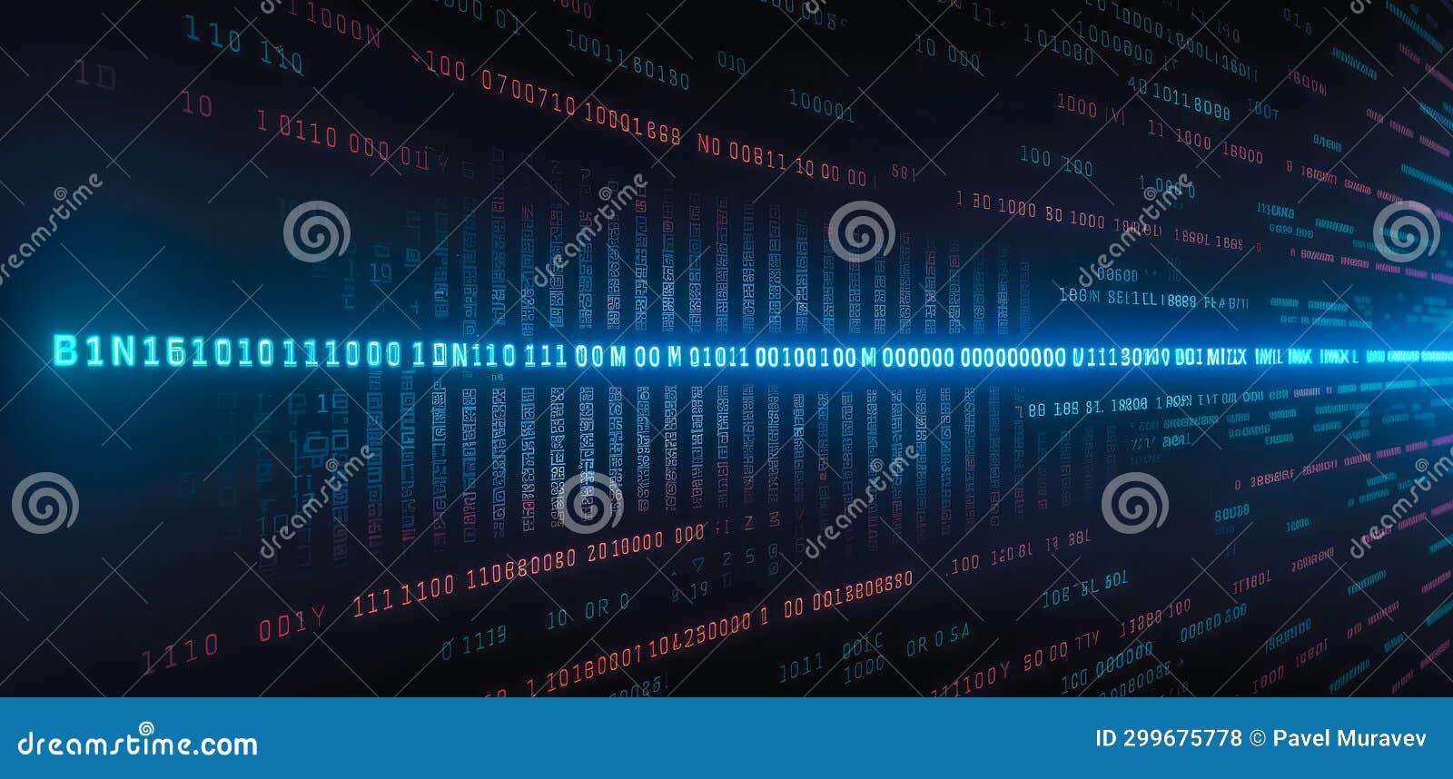 Blue Digital Binary Data On Computer Screen Background Binary Code Background Digital Binary