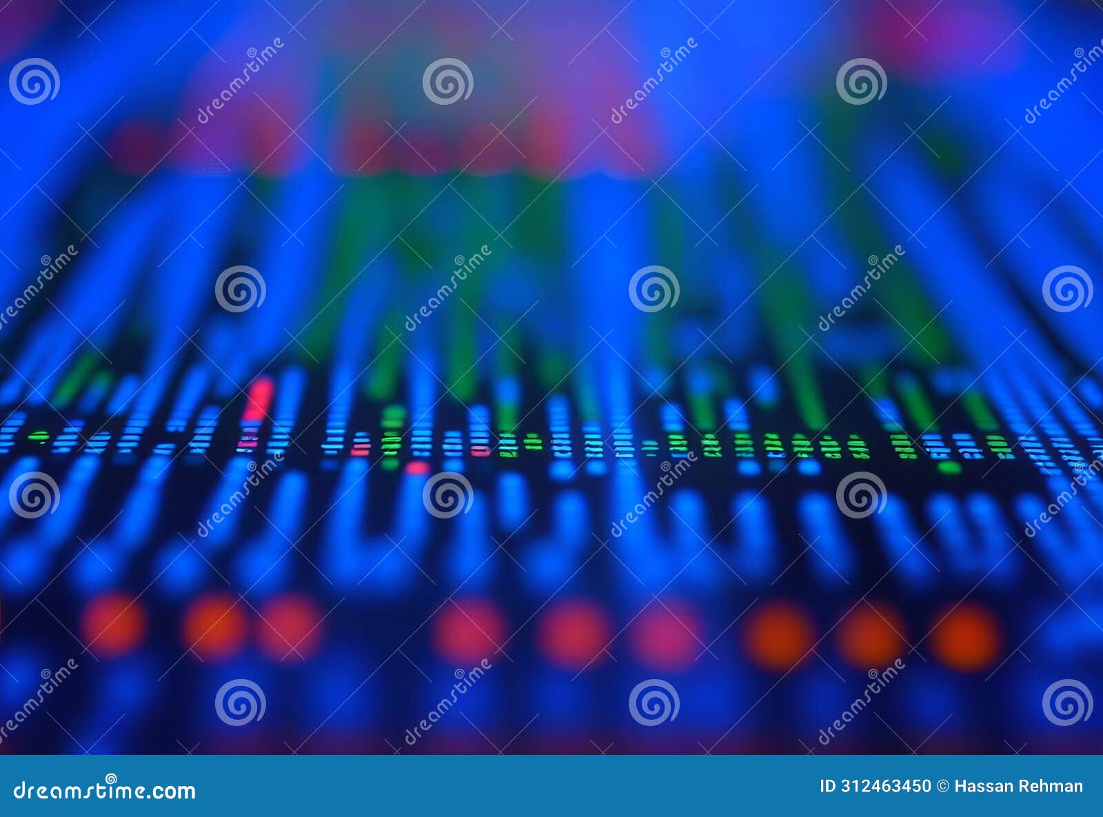 Blue Digital Binary Data on Computer Screen. Close-up Shallow DOF Stock ...