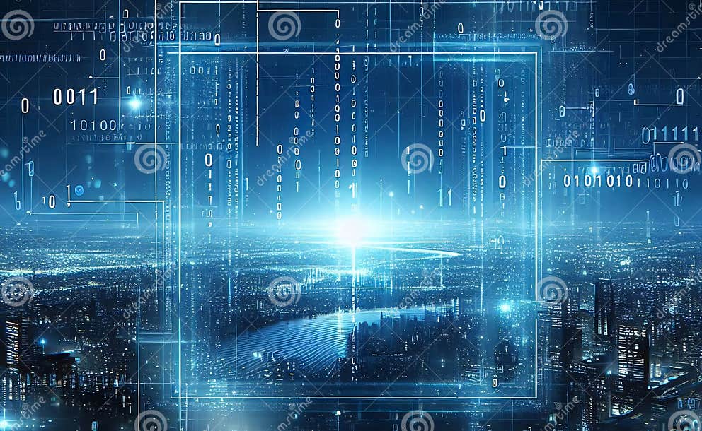 Blue Digital Binary Data Earth Computer Screen Background - Technology ...