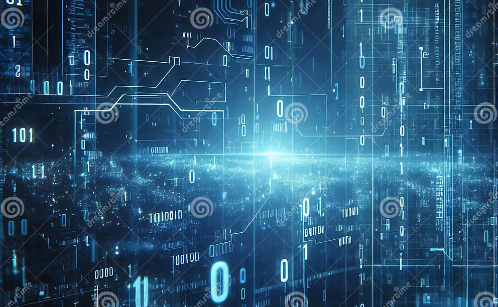 Blue Digital Binary Data Earth Computer Screen Background - Technology ...