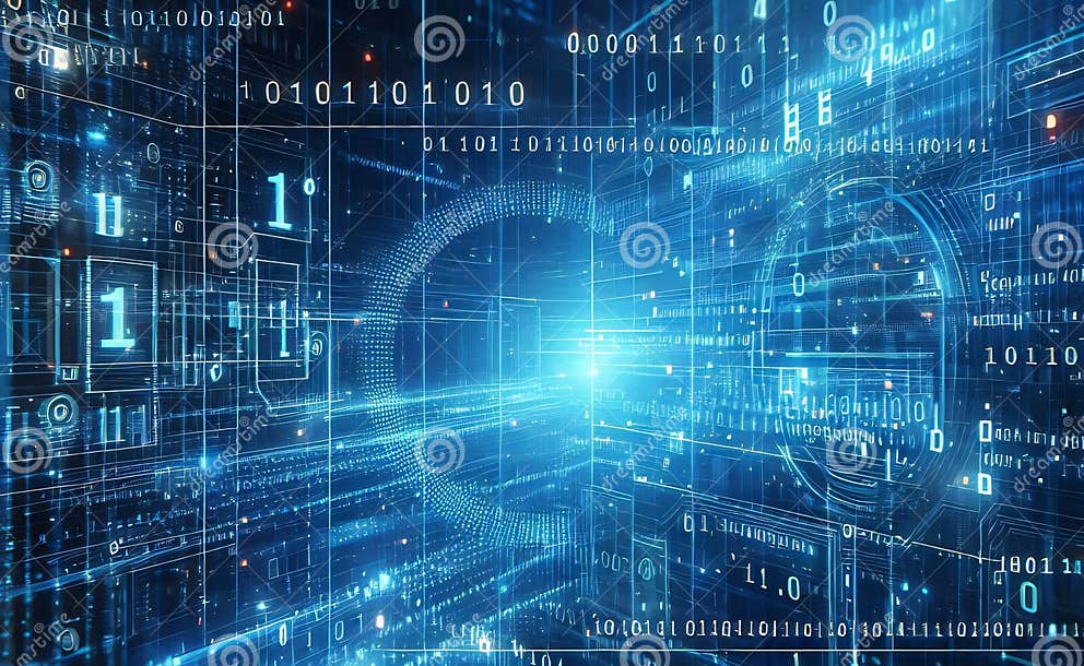 Blue Digital Binary Data Earth Computer Screen Background - Technology ...