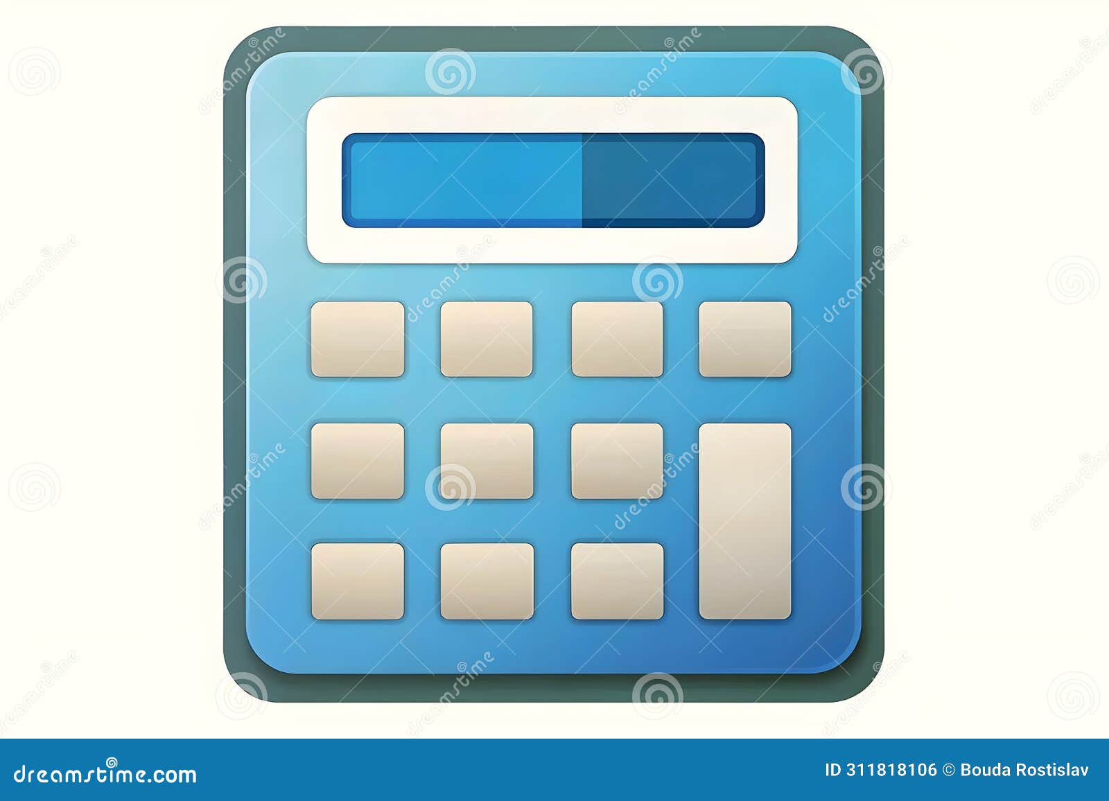 Blue Digital Calculator Isolated on White Background Stock Illustration ...