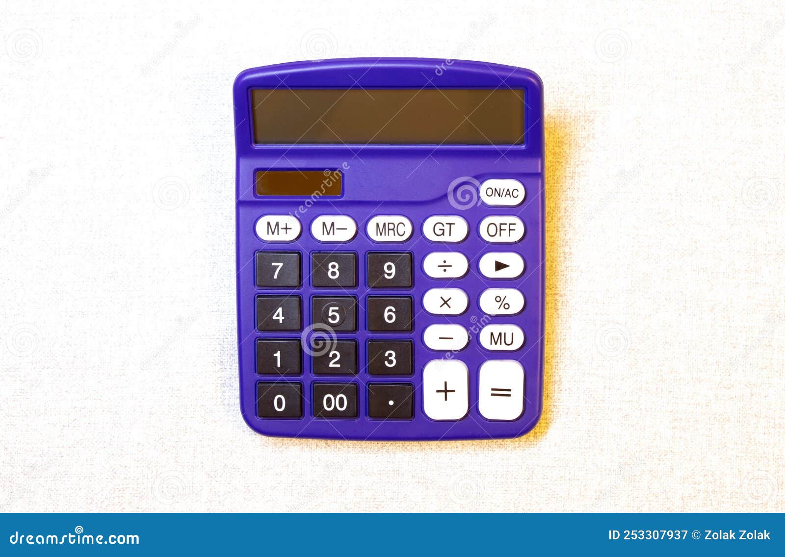 Blue Digital Calculator on the Top View White Background Stock Image ...
