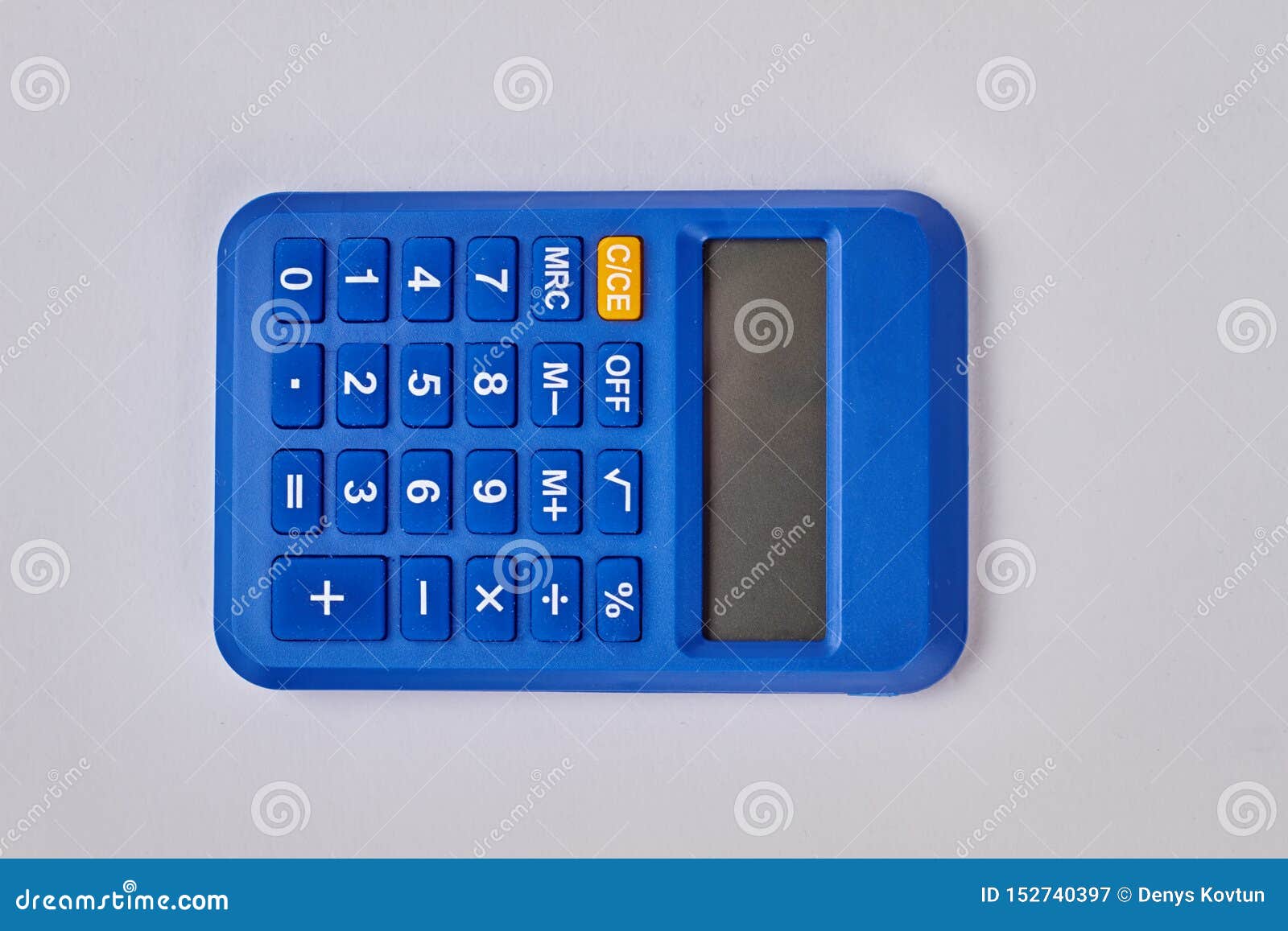 Blue Digital Calculator on White Background. Stock Image - Image of ...