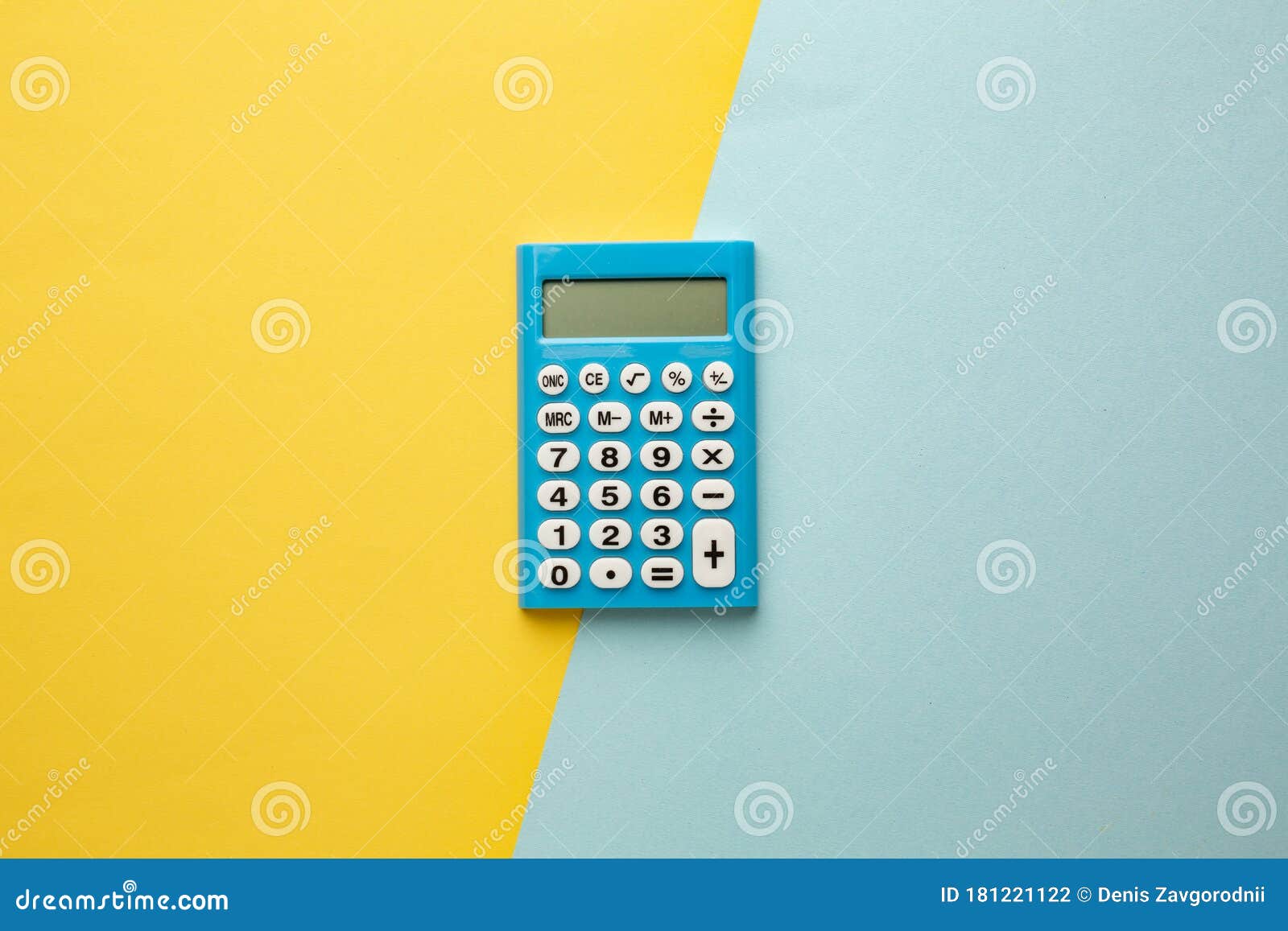 Blue Digital Calculator on a Yellow-blue Background. Space for Your ...