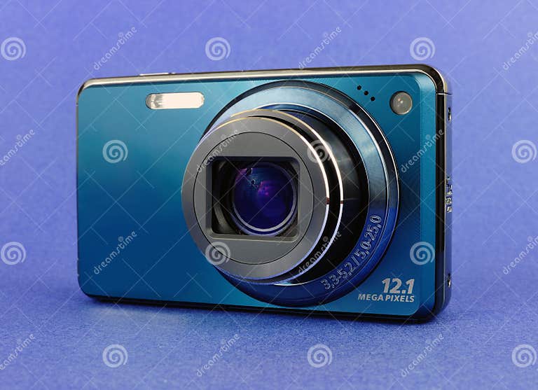 Blue digital camera stock image. Image of quality, entertainment - 13208645