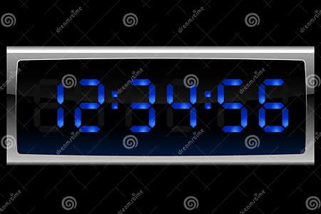 Blue digital clock stock vector. Illustration of silver - 5202662