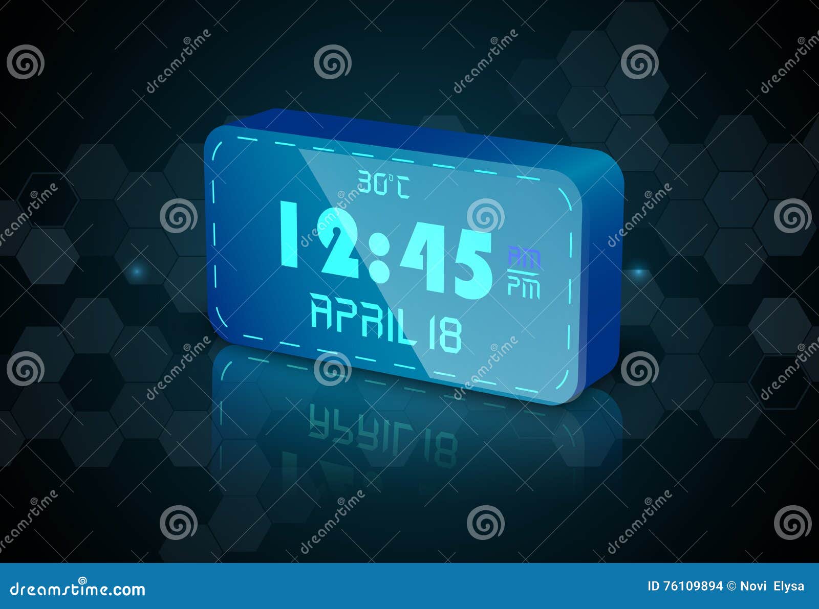 Blue digital Clock stock vector. Illustration of countdown - 76109894