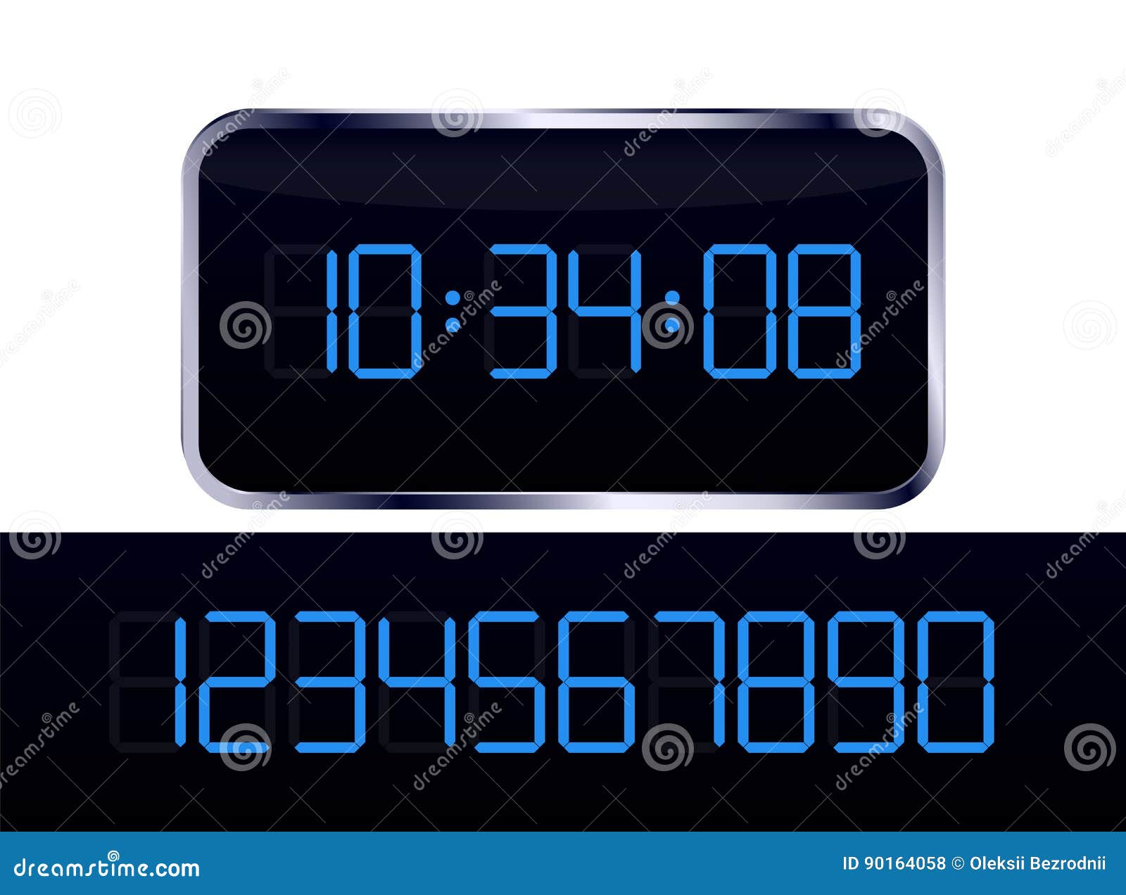 Blue digital clock stock vector. Illustration of minute - 90164058