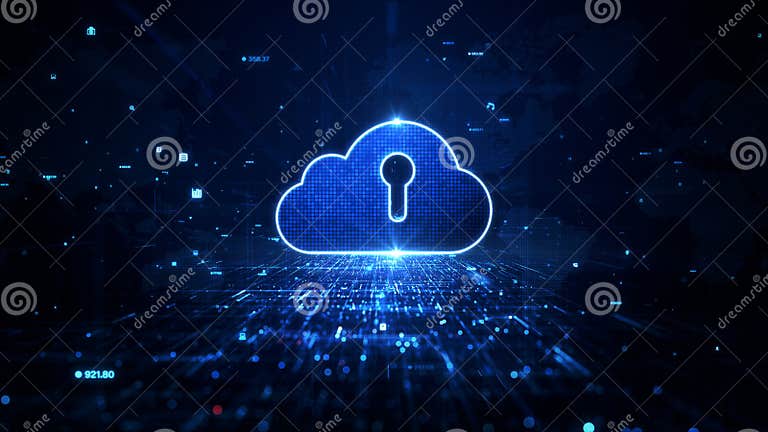 Blue Digital Cloud Computing Cyber Security, Digital Data Network Protection, Future Technology ...