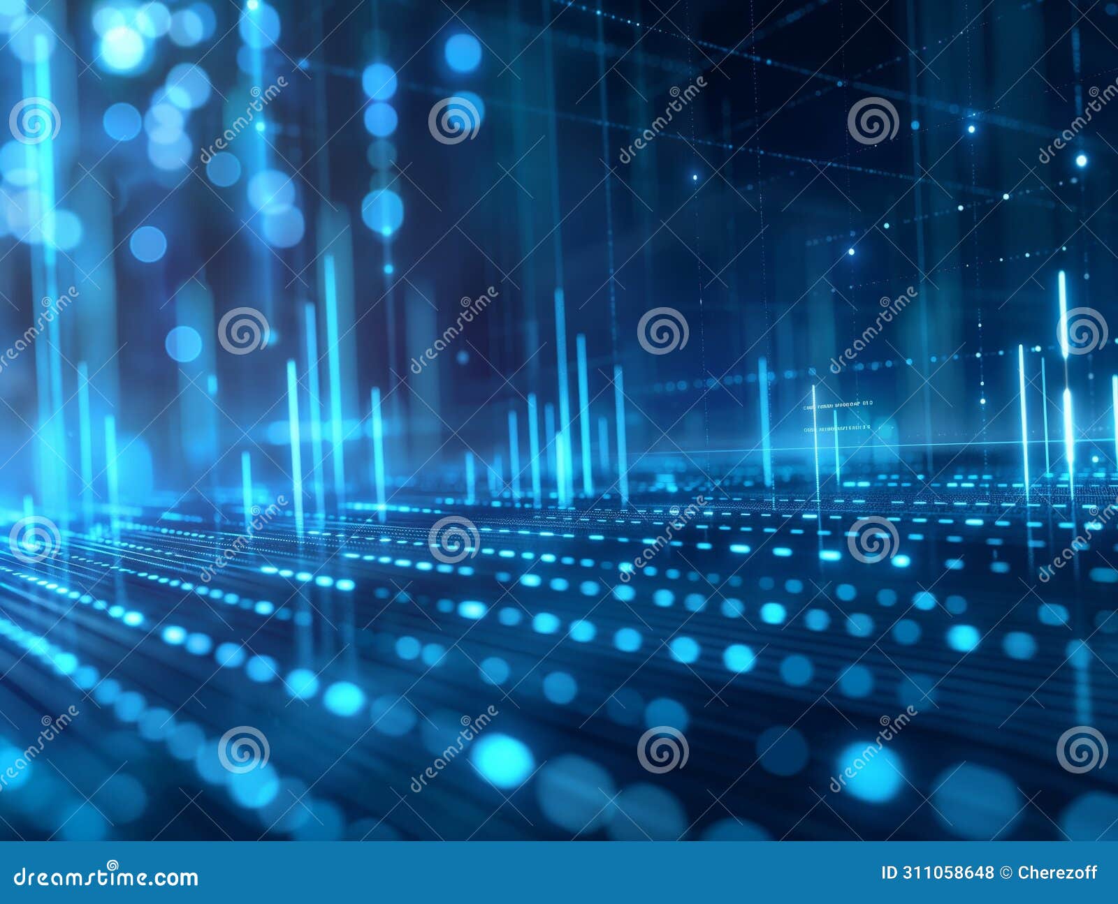 Blue Digital Connection Landscape Stock Photo - Image of futuristic ...