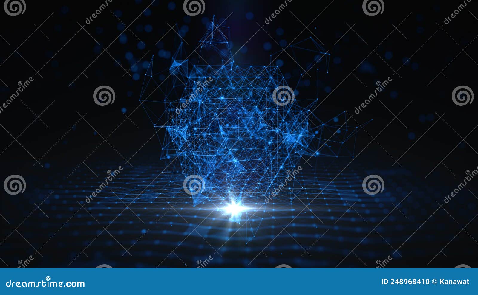Blue Digital Cube Circle Rotation, Technology and Metaverse, Technology ...