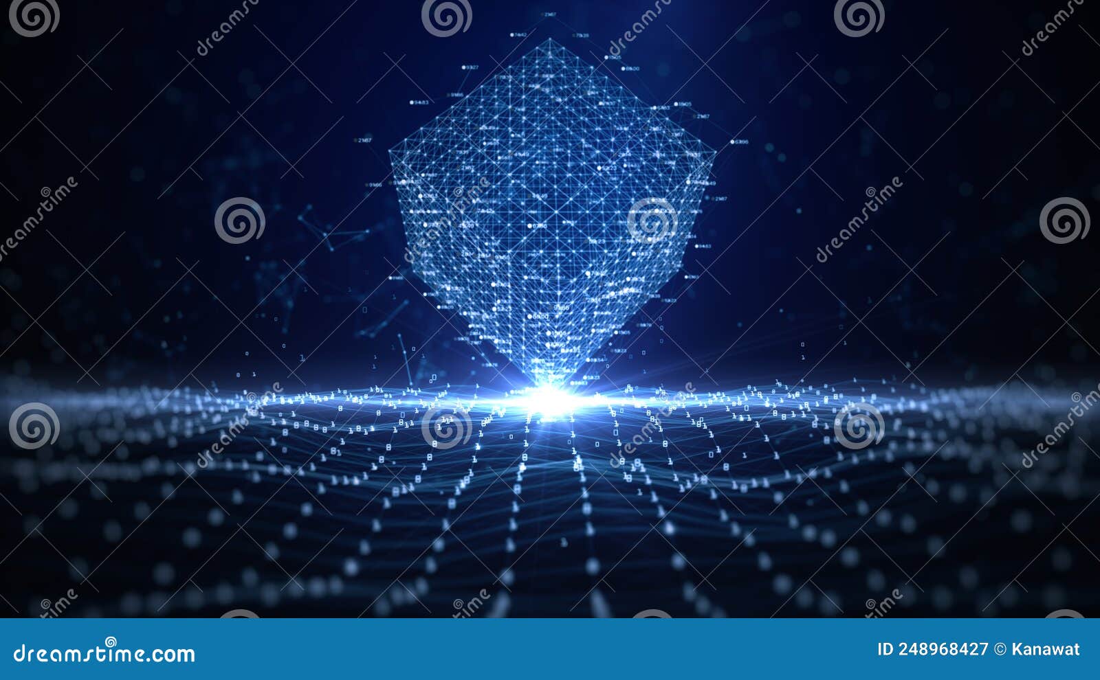 Blue Digital Cube Circle Rotation, Technology and Metaverse, Technology ...