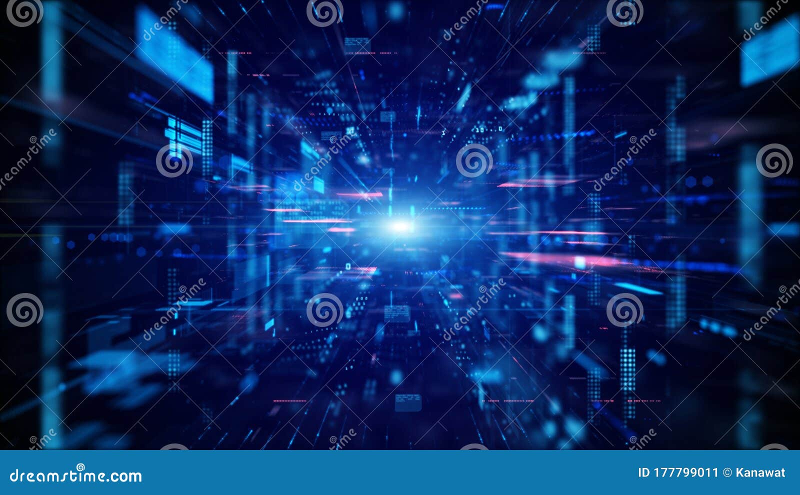 Blue Digital Cyberspace and Digital Data Network Connections Concept ...