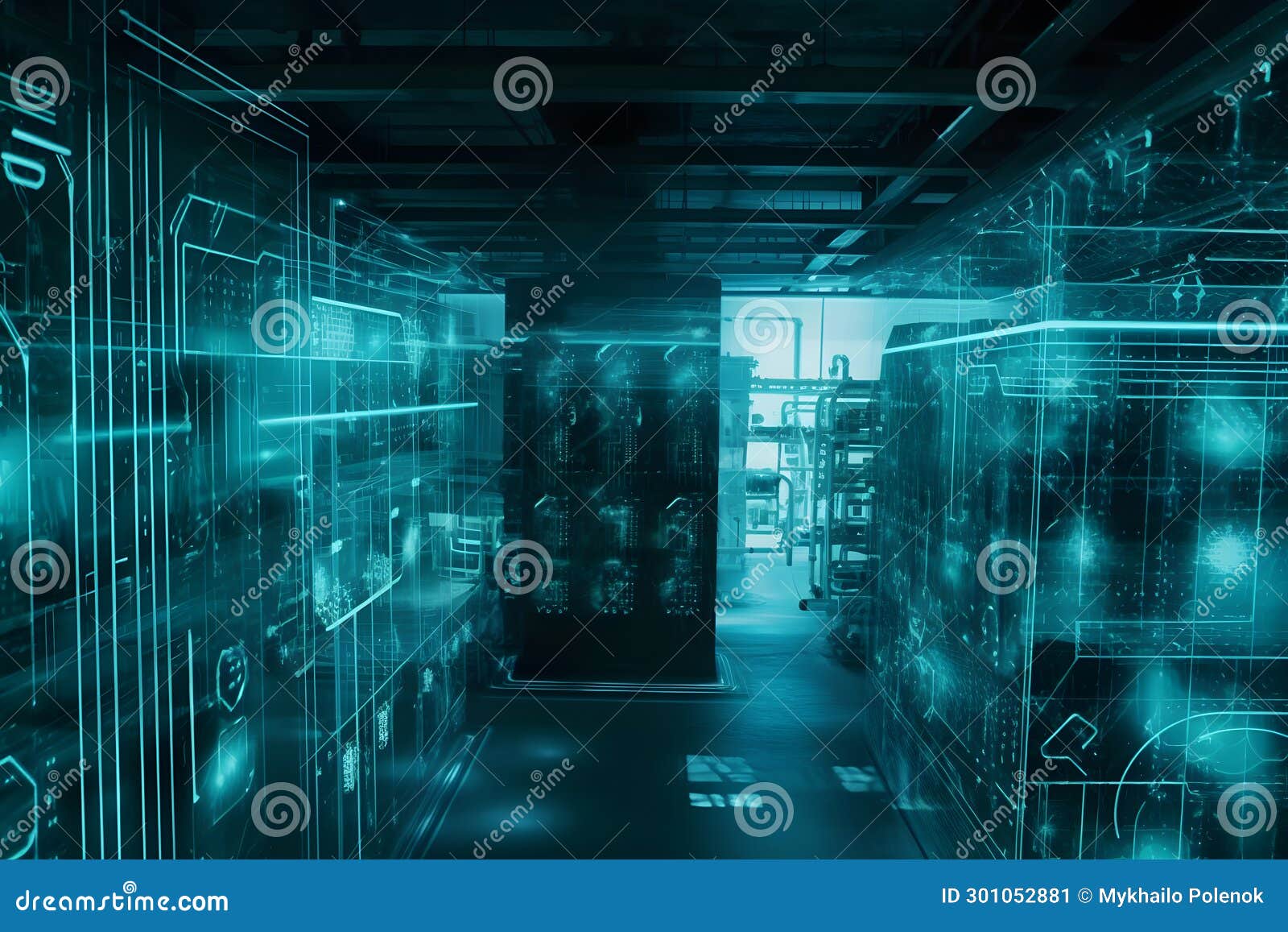 Blue Digital Cyberspace and Digital Data Network Connections Concept ...