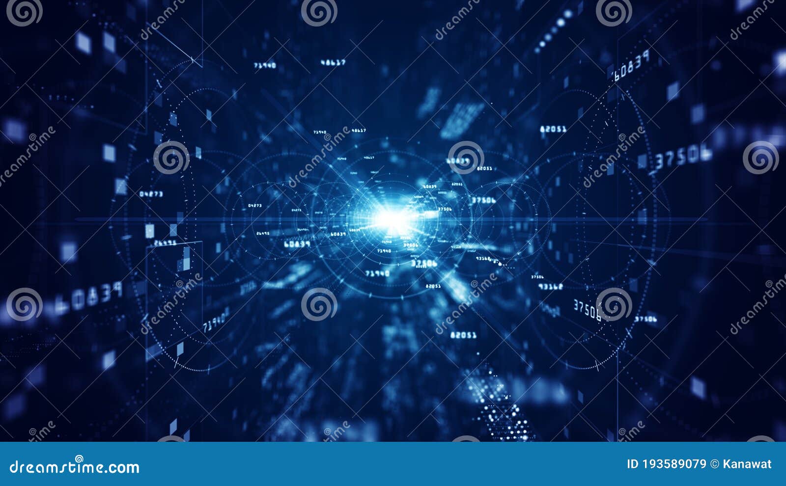 Blue Digital Cyberspace with Particles and Digital Data Network ...