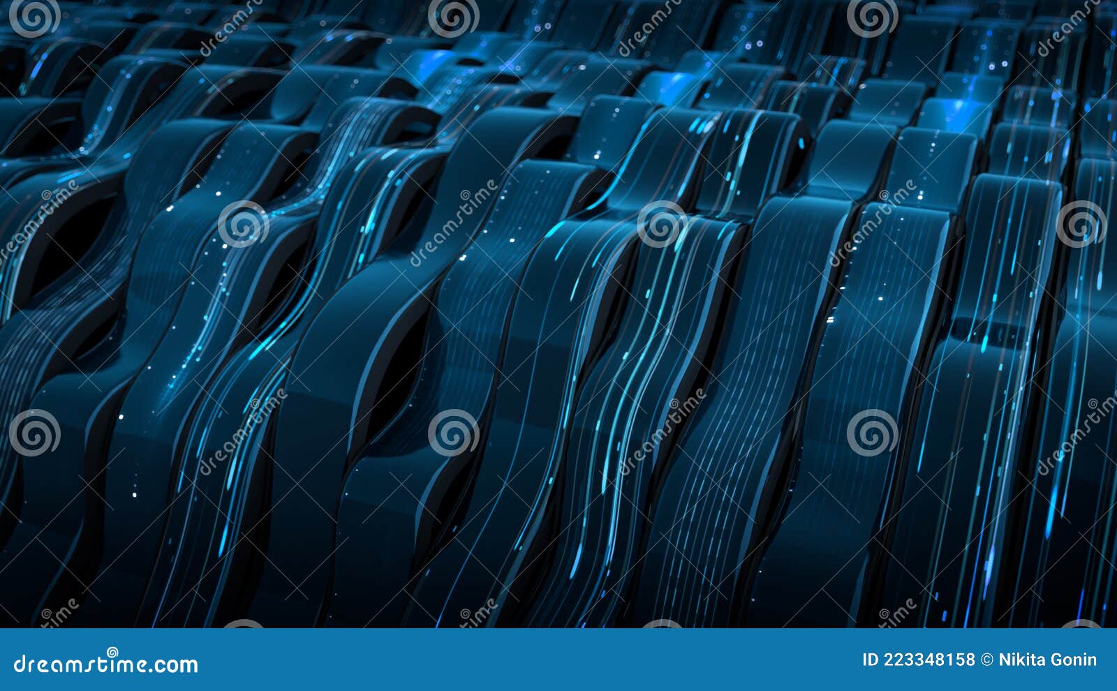 Blue Digital Data Flow 3D Rendering Illustration Stock Illustration ...