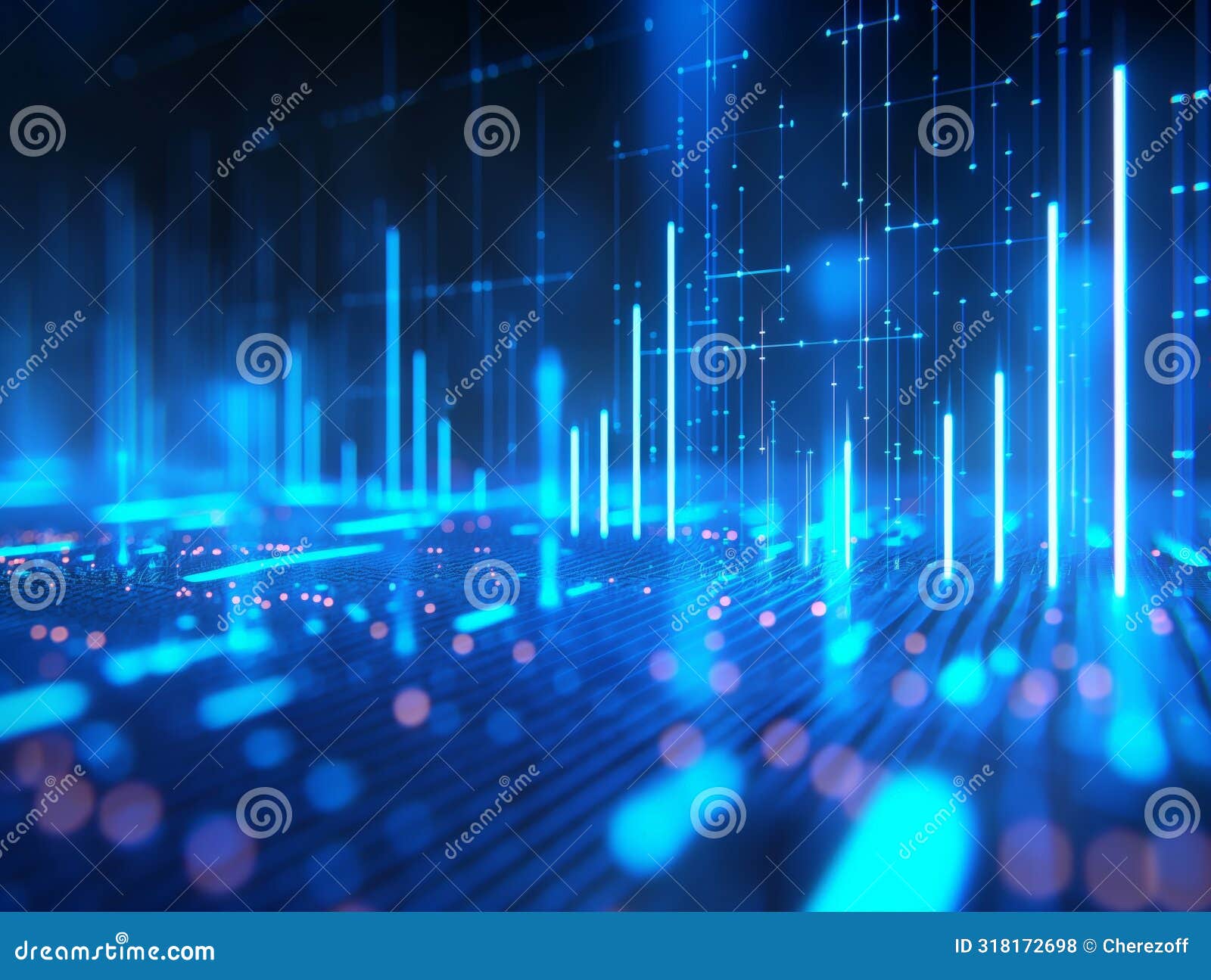 Blue Digital Data Stream stock photo. Image of electronic - 318172698