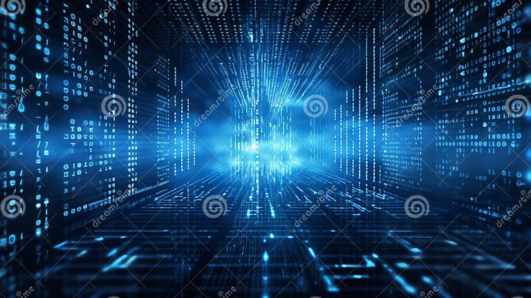 Blue Digital Data Stream and Binary Code Background, Perfect for Technology, Programming, and ...