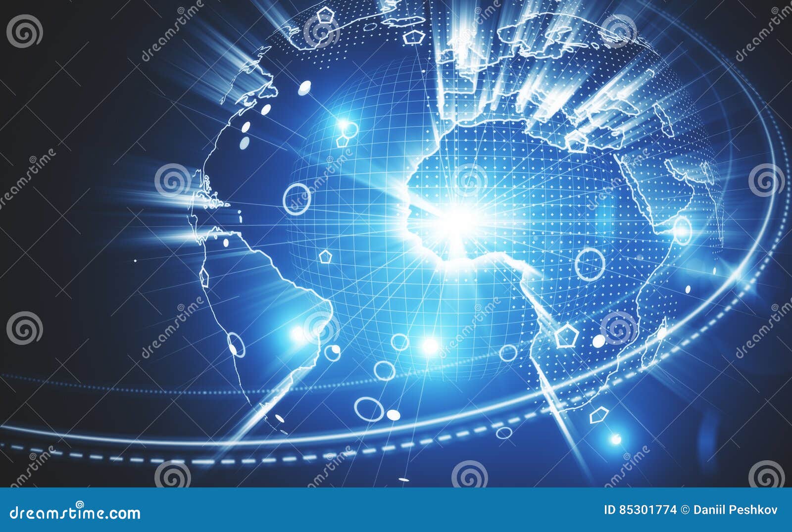 Blue digital earth stock photo. Image of futuristic, grid - 85301774