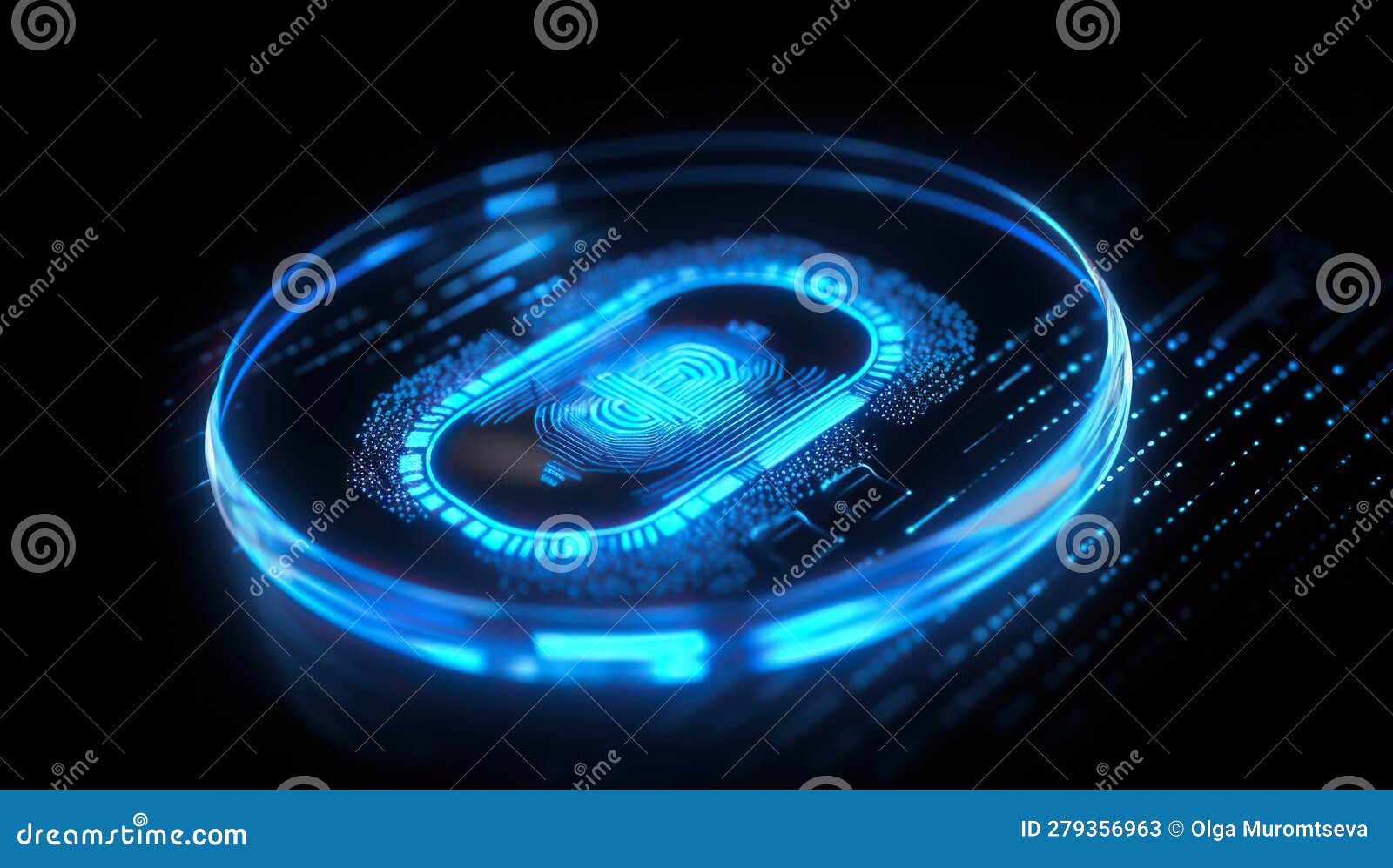 Blue Digital Fingerprint on a Technological Background. Generative AI ...