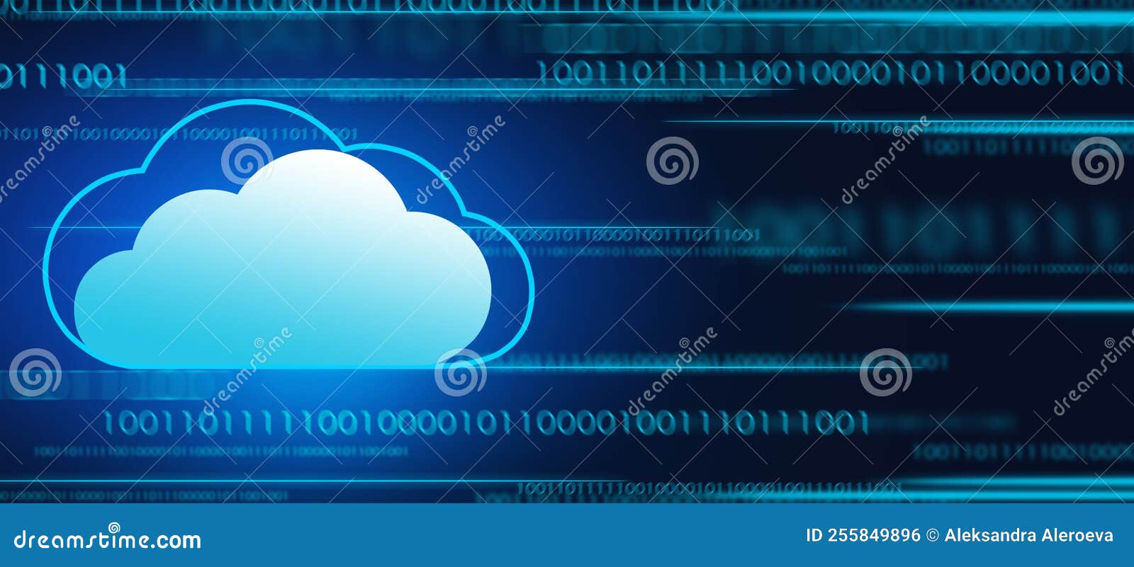 Blue Digital Illustration with Binary Code on Banner by Digital Cloud ...