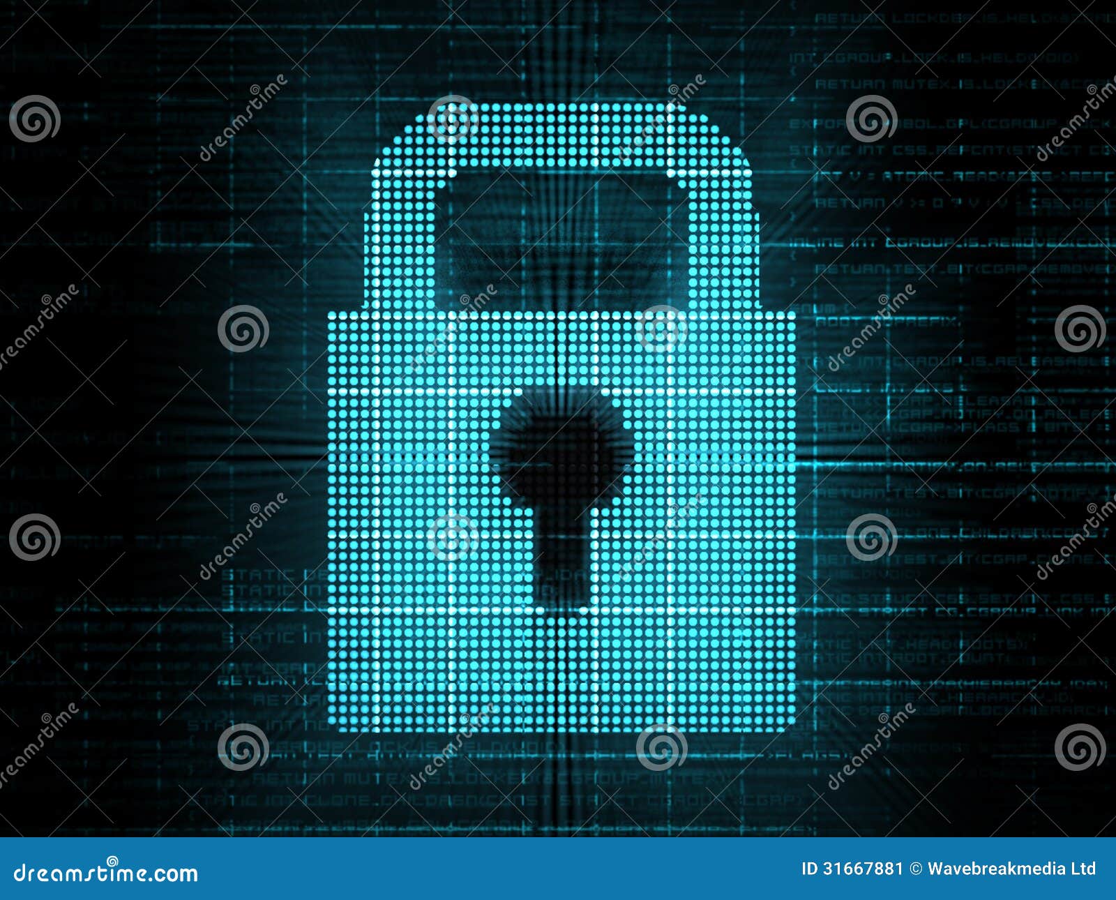 Blue digital lock stock illustration. Illustration of computer - 31667881