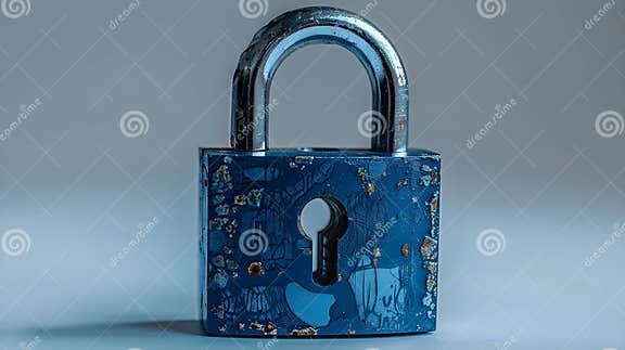 Blue Digital Lock Guarding Virtual Safety. Concept Cybersecurity ...