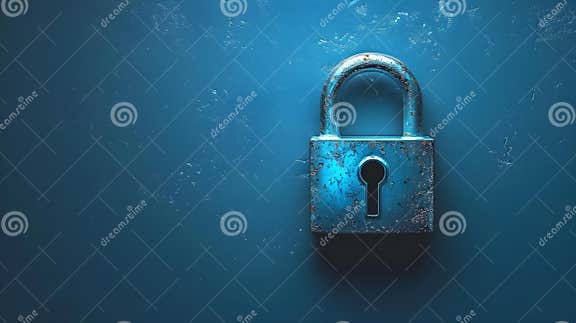 Blue Digital Lock: Secure Data Emblem. Concept Blue Digital Lock ...
