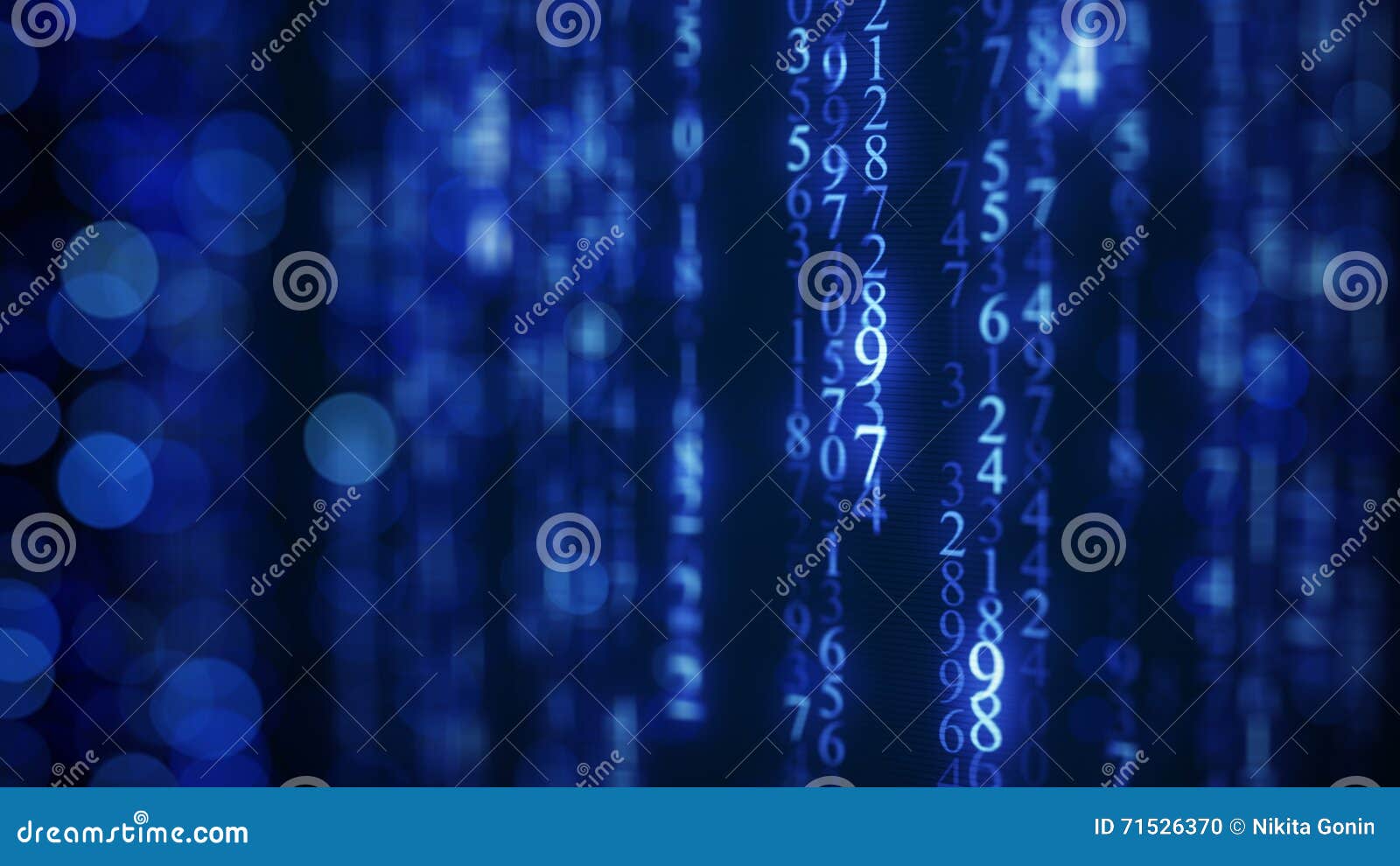 Blue Digital Matrix Rain on Screen Stock Illustration - Illustration of ...