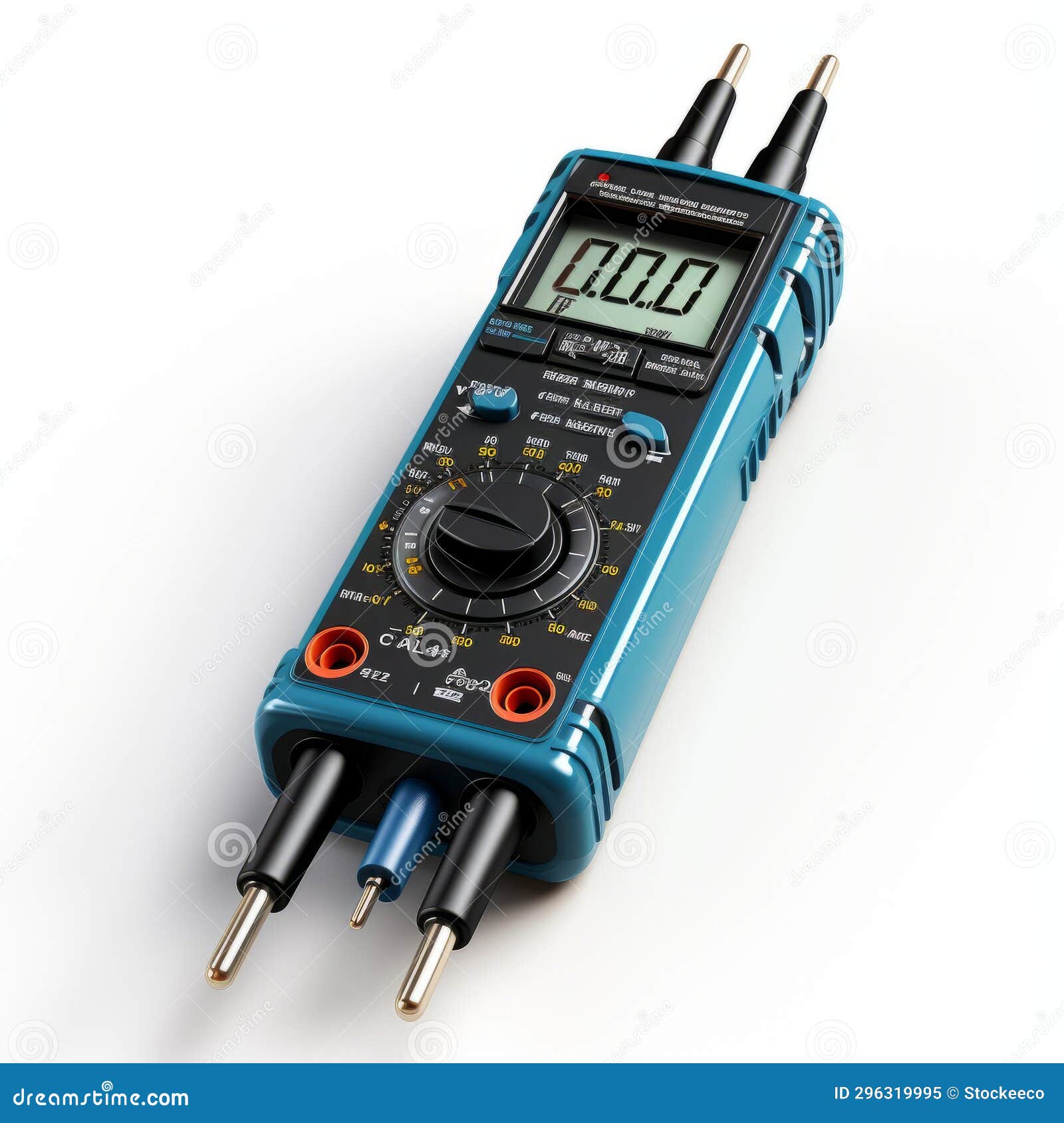 Blue Digital Multimeter: Isolated Voltage Tester on White Background ...