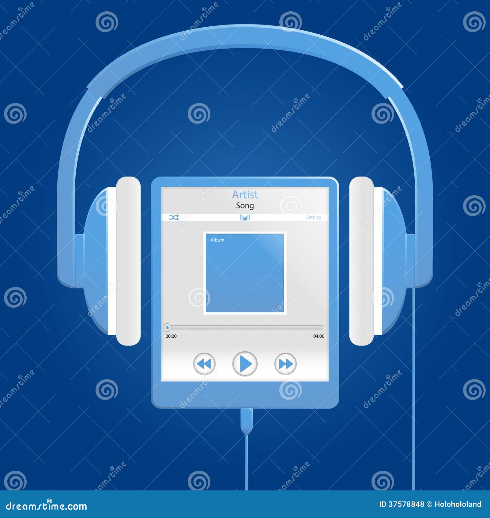Blue digital music player stock vector. Illustration of album - 37578848