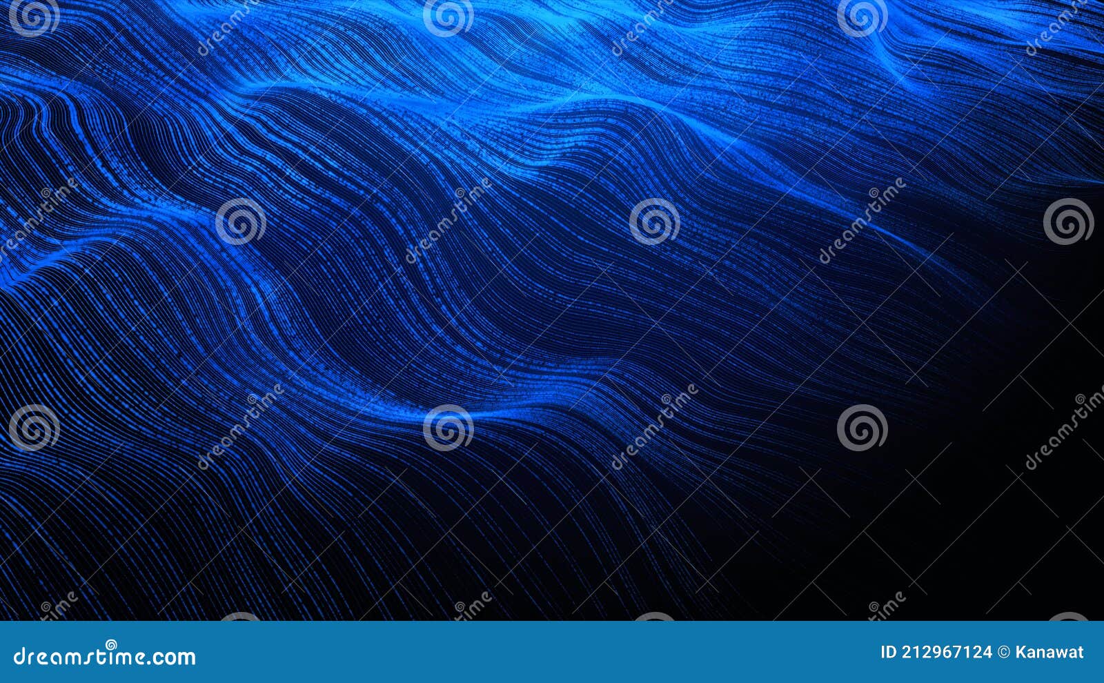 Blue Digital Particle Wave Flow Abstract Background. 3d Rendering Stock ...