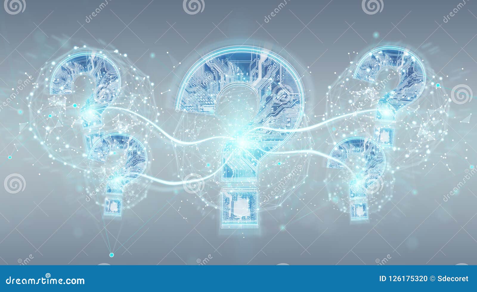 Blue Digital Question Marks Background 3D Rendering Stock Illustration ...