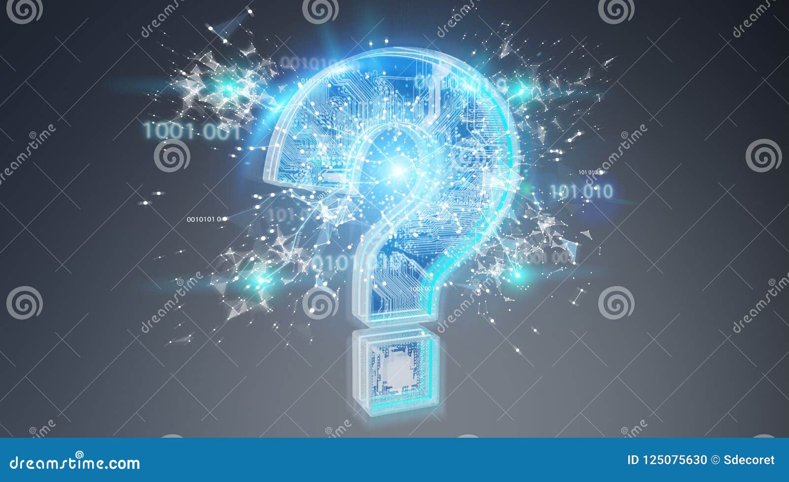 Blue Digital Question Marks Background 3D Rendering Stock Illustration ...