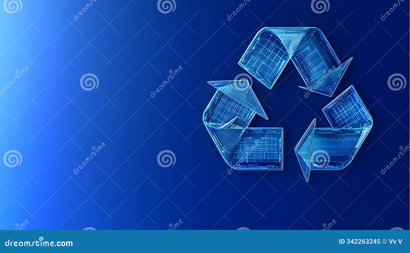 Blue Digital Recycle Symbol on Gradient Background Stock Illustration ...
