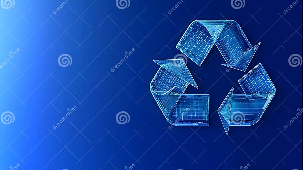 Blue Digital Recycle Symbol on Gradient Background Stock Illustration ...