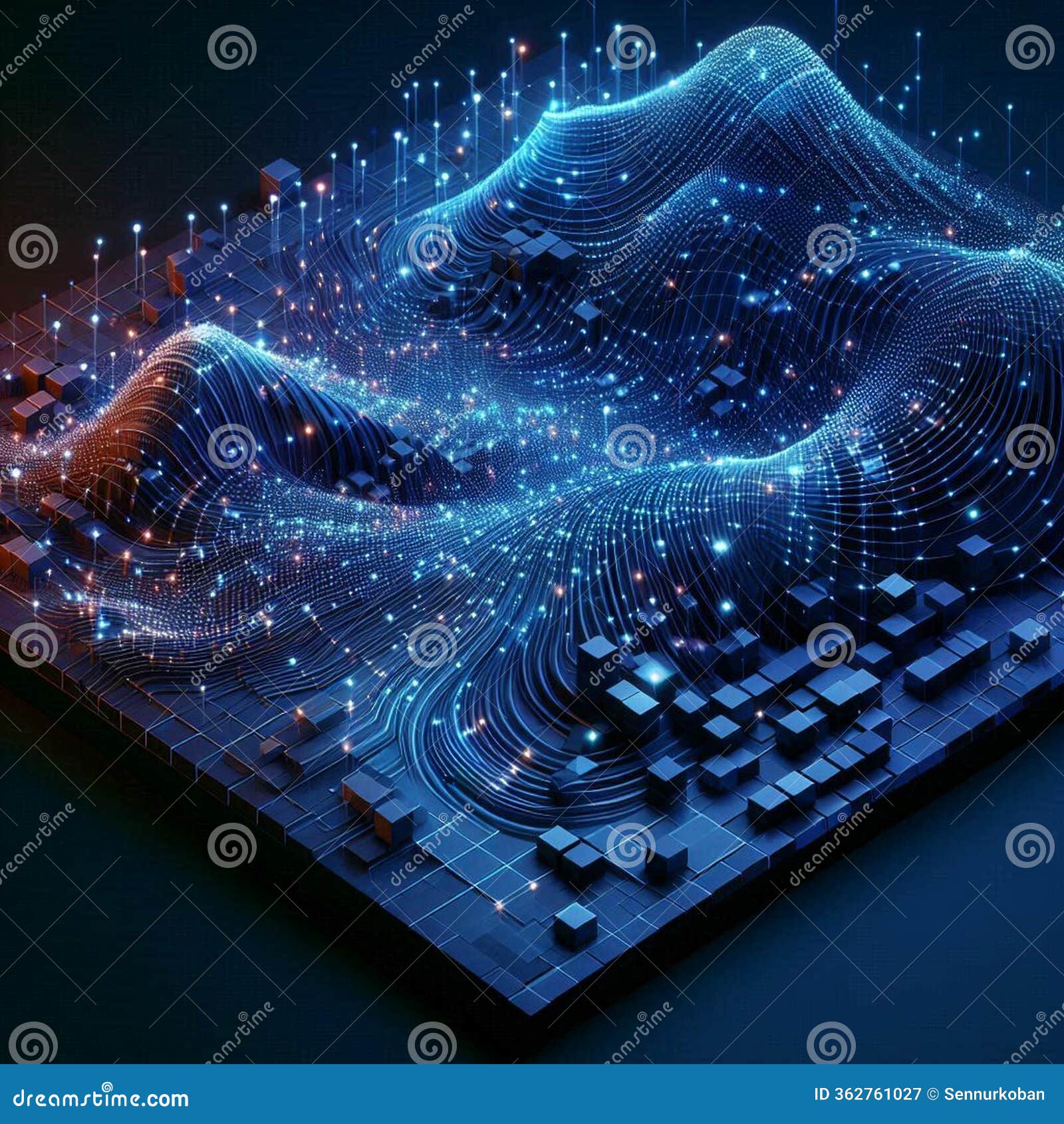 Blue Digital Representation with a Grid-like Structure. Stock ...