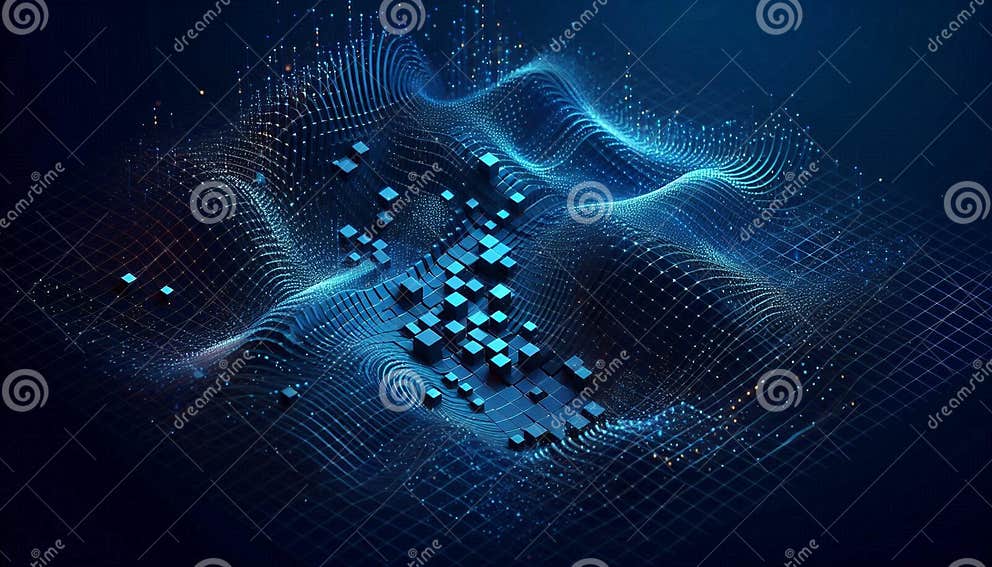 Blue Digital Representation with a Grid-like Structure. Stock ...