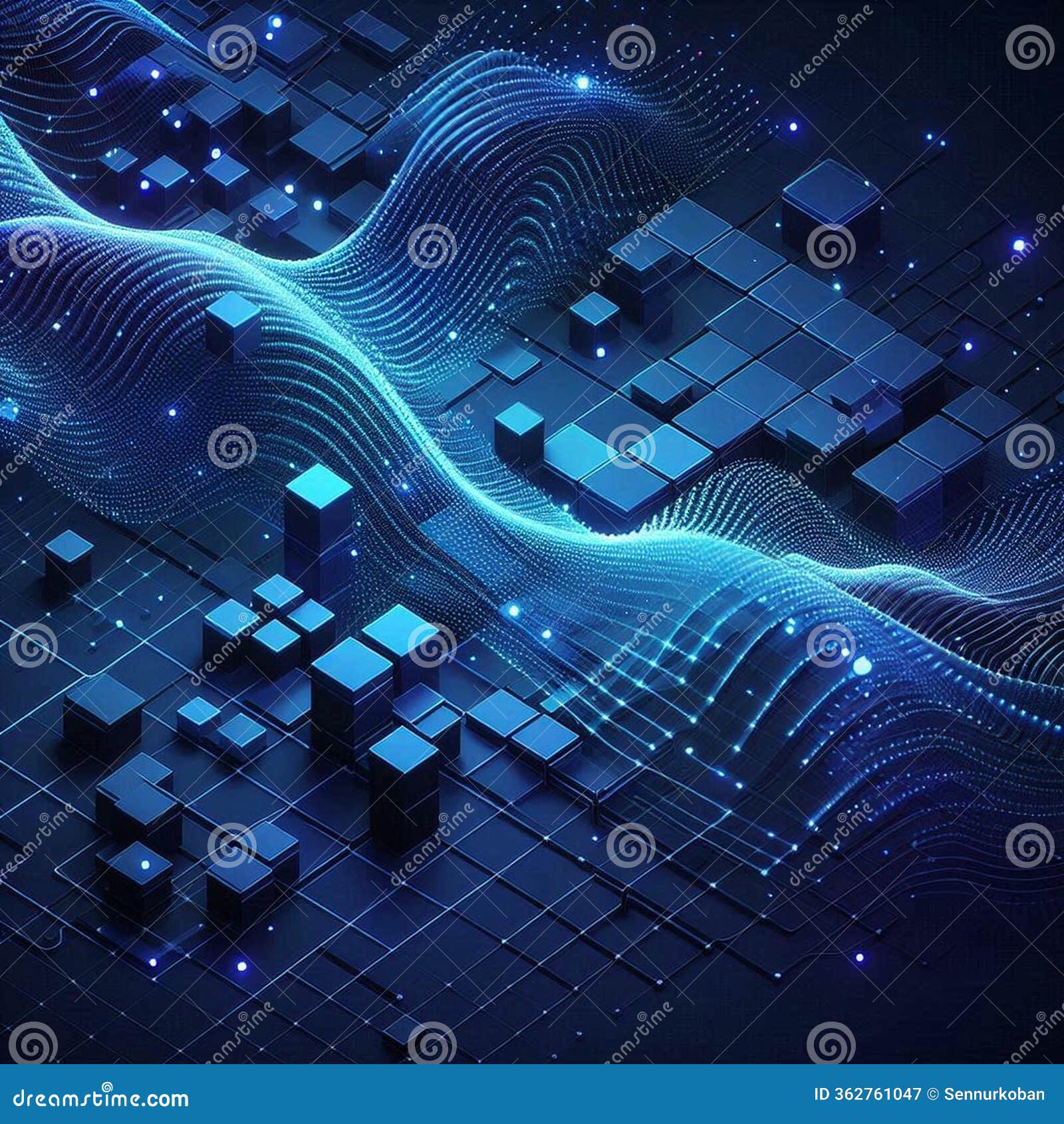 Blue Digital Representation with a Grid-like Structure. Stock ...