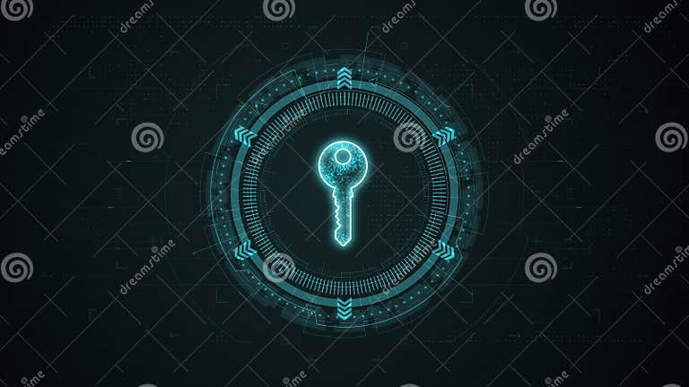 Blue Digital Security Key Logo with Rotation HUD UI Circle Technology ...
